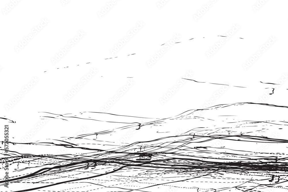 Random abstract black scratch on white background. Hand drawn doodle ...