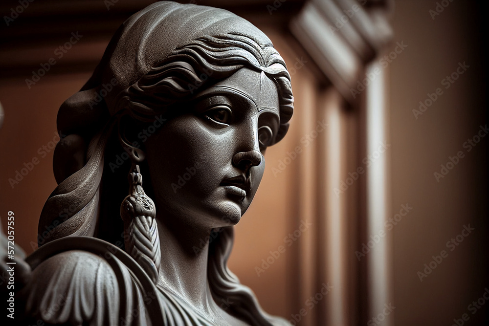 Scales of Themis. Sculpture of Themis, mythological Greek goddess ...