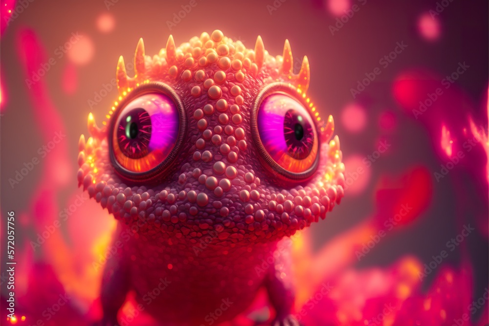Baby dragon with shimmering diamond scales and neon created with ...