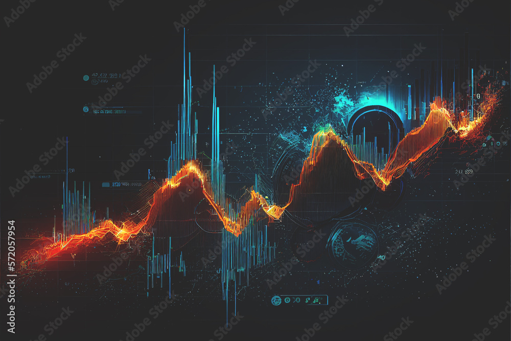 Stock market digital graph chart, AI Generative Illustration. Stock ...