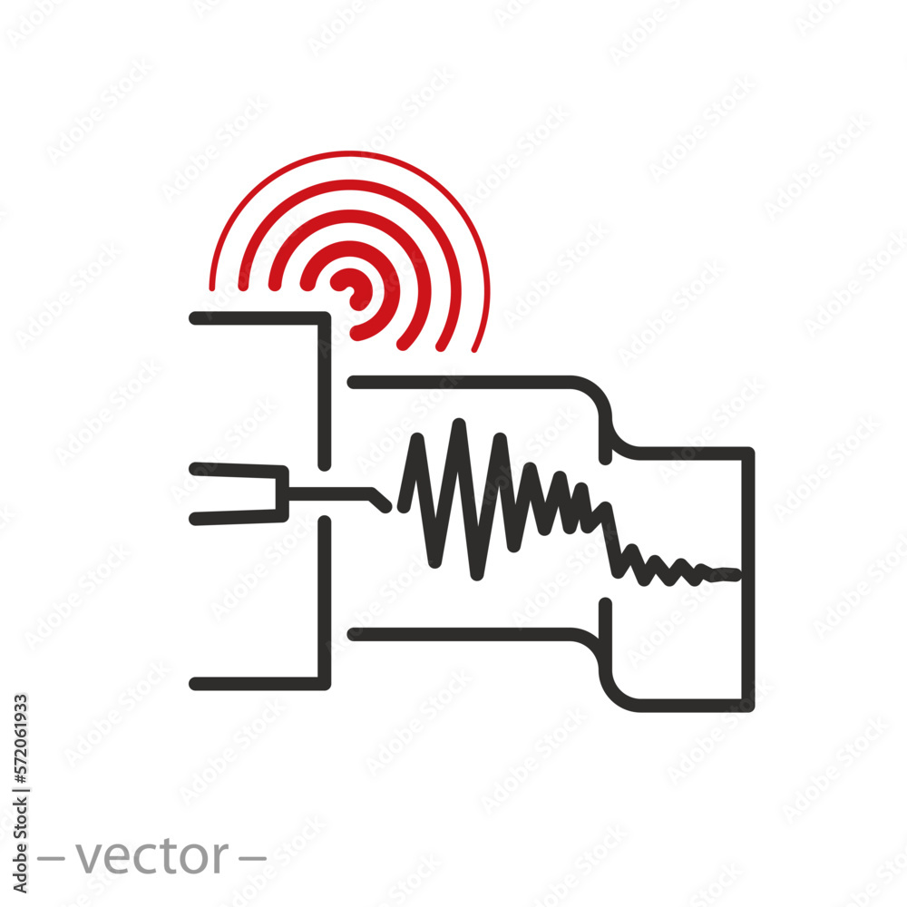 seismograph diagram icon, activity graph earthquakes, line symbol on ...
