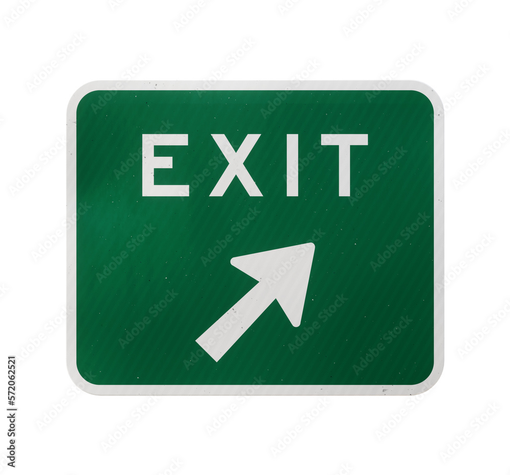 Exit road sign isolated on transparent background. 3D rendering Stock ...