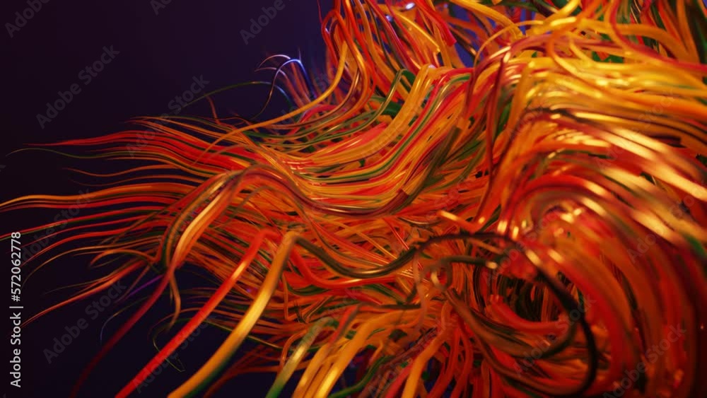 Mysterious background with live curved lines, close-up. live curls ...