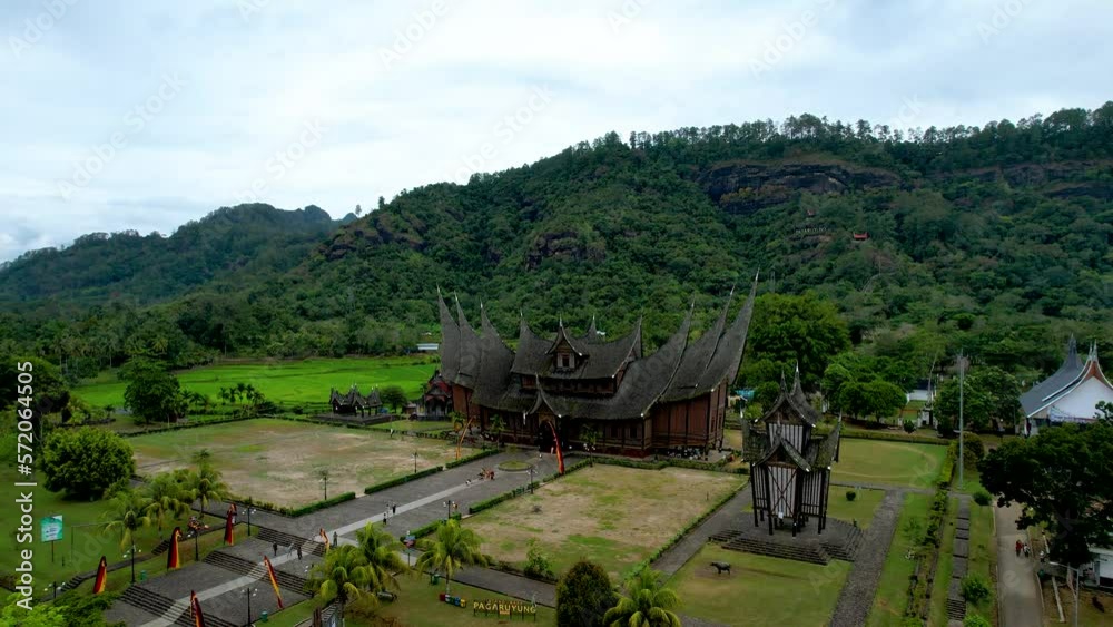 Aerial view of Istano Baso Pagar Ruyung, a heritage building with ...