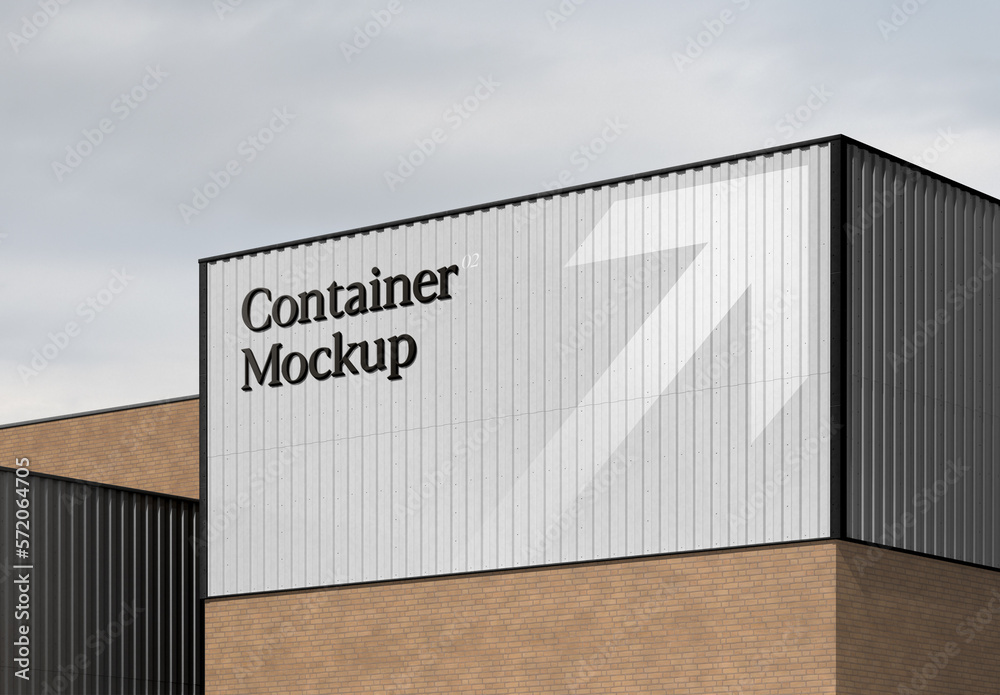 Metal Container with Sign Mockup Stock Template | Adobe Stock