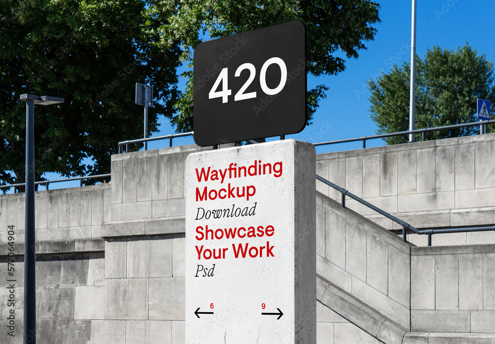 Outside Wayfinding Mockup Stock Template | Adobe Stock