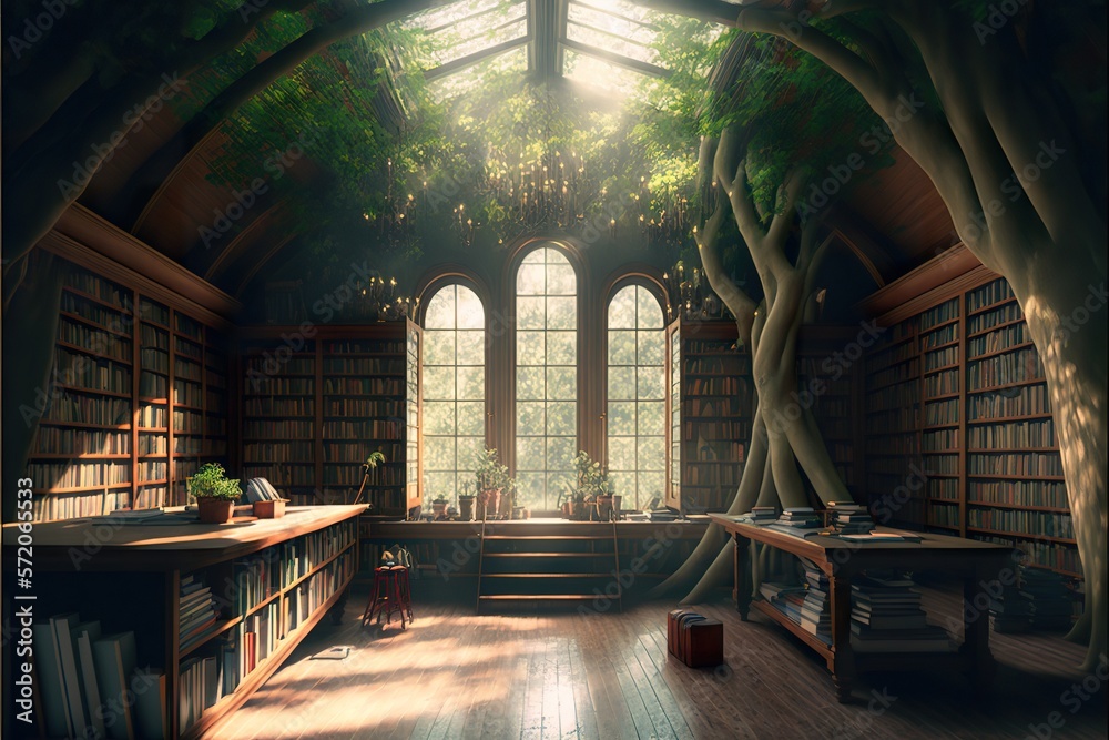 Greenhouse library created with Generative AI ilustración de Stock ...