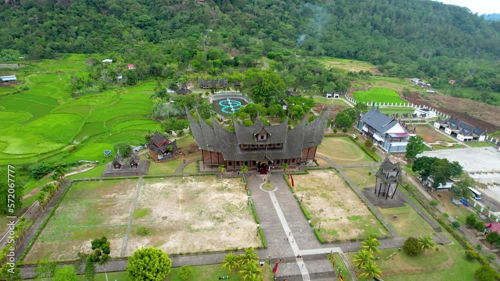 Aerial view of Istano Baso Pagar Ruyung, a heritage building with ...