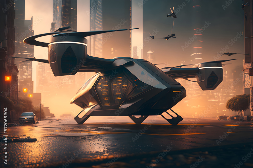 Future of urban air mobility, city air taxi, UAM urban air mobility ...