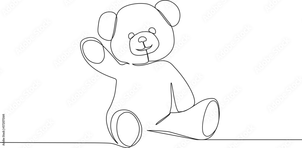Teddy bear continuous line drawing. Vector illustration. Stock Vector ...