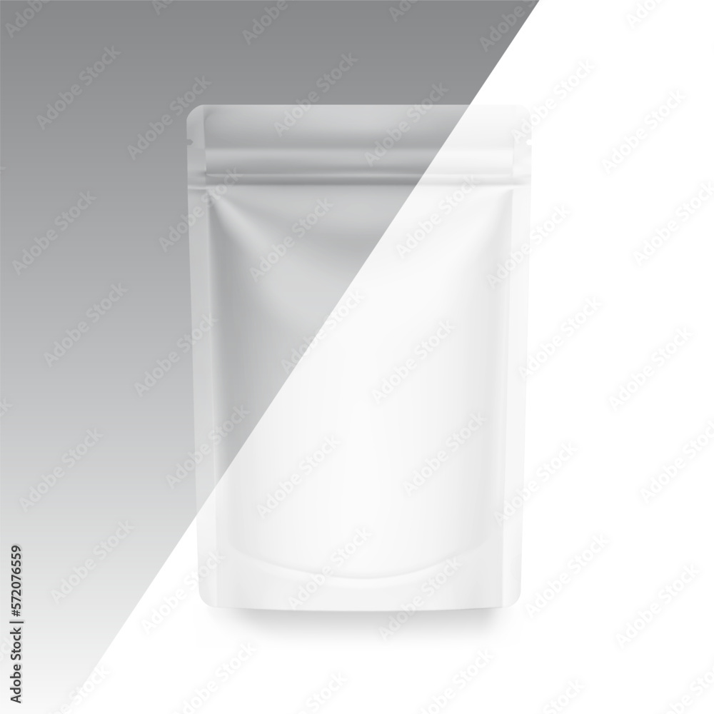 Transparent clean pouch bag mockup. Vector illustration. Front view ...
