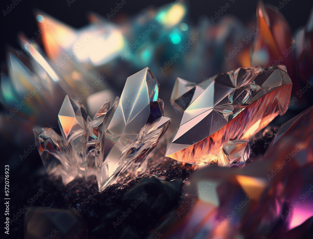 Ilustrace „Abstract background of shiny translucent crystals, each with ...