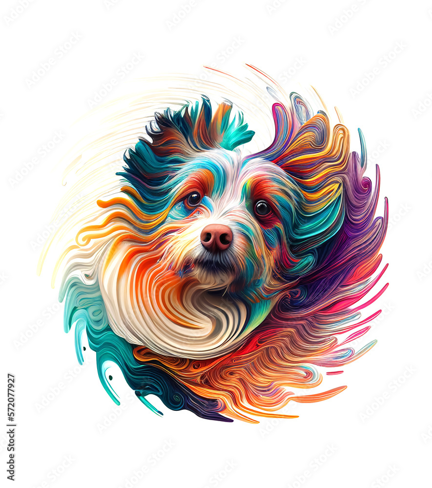 Illustration of Colorful cute dog art on white background, AI-generated ...