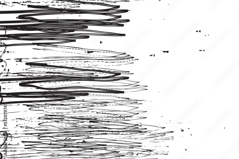 Random abstract black scratch on white background. Hand drawn doodle ...