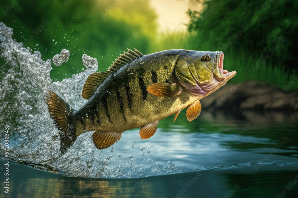 Smallmouth Bass Jumping created with Generative AI Technology, ai ...