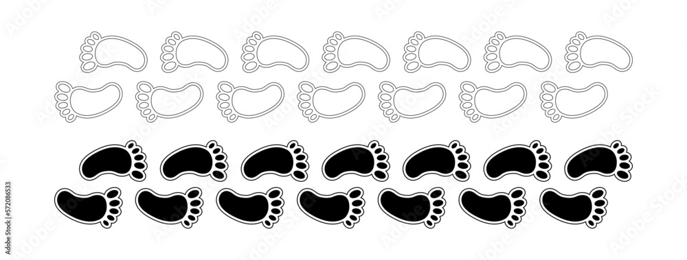 Baby footprint set design. Creative baby footmark outline illustration ...
