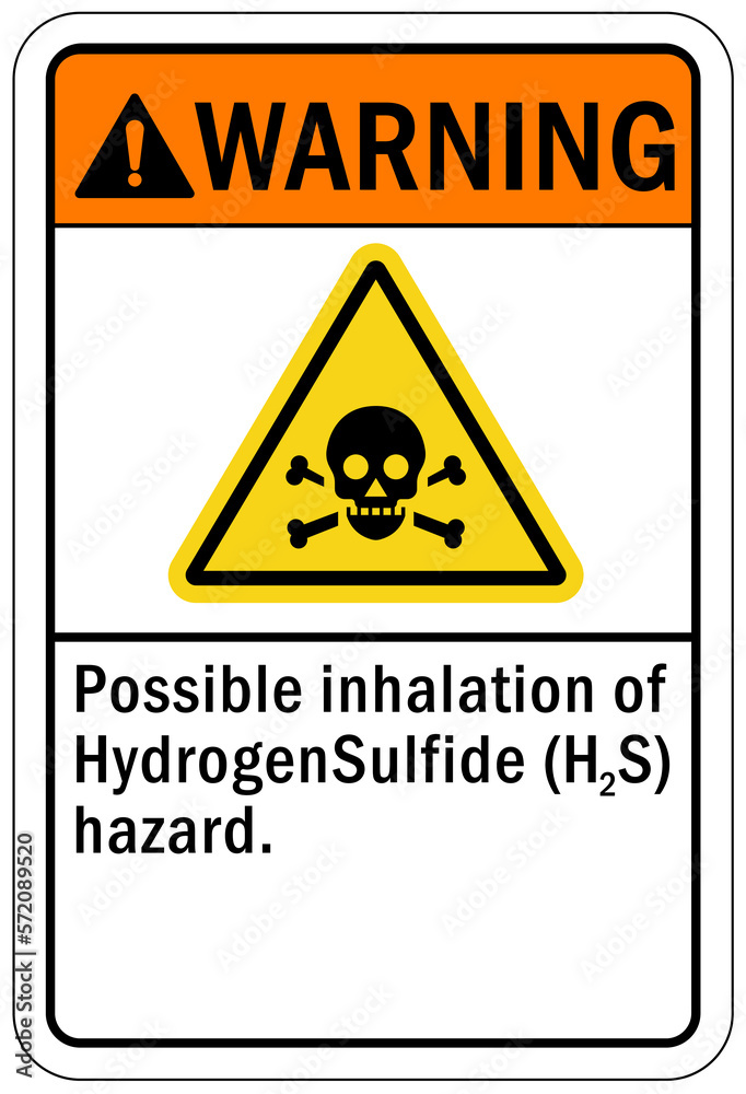 Hydrogen chemical warning sign and labels possible inhalation hydrogen ...