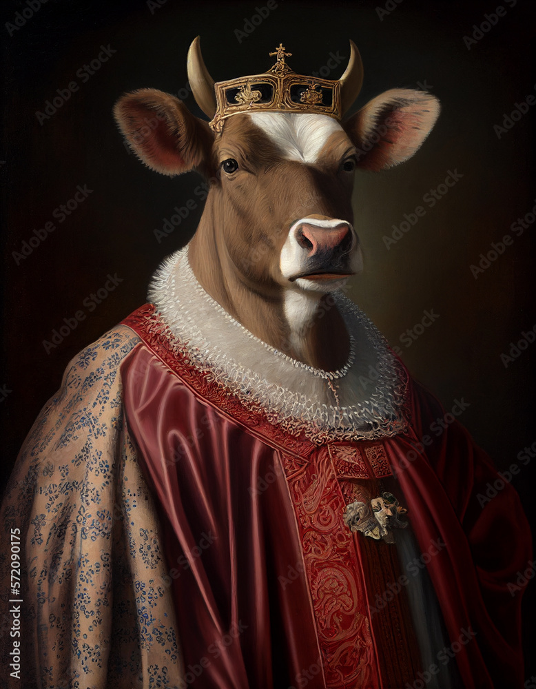 Royal Portrait of a Cow Dressed as a British King | Generative AI Stock ...