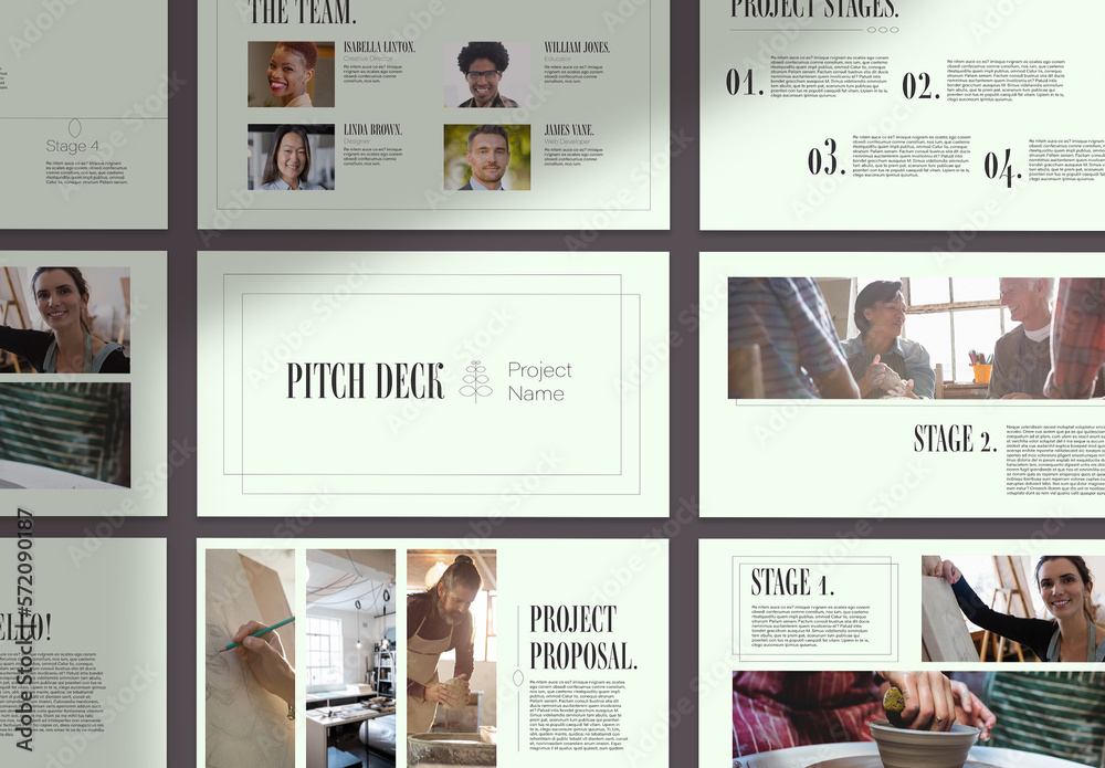 Minimalist Pitch Deck with Geometric Shapes Stock Template | Adobe Stock