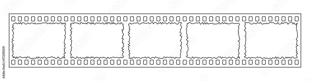 35mm film strip outline retro vintage vector design with 5 frames on ...