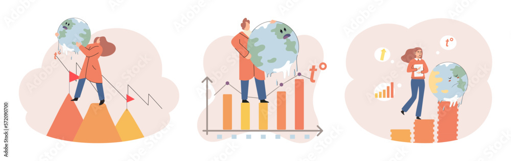Global warming. High temperature and hot weather Earth. Climate change ...