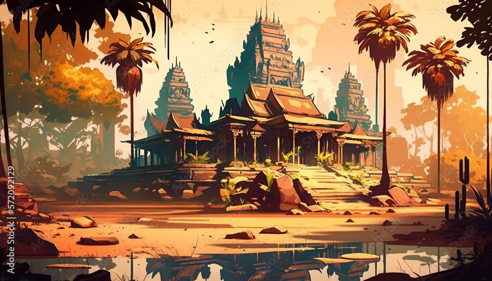 Angkor Wat Temple Complex Cambodia Stock Illustration | Adobe Stock