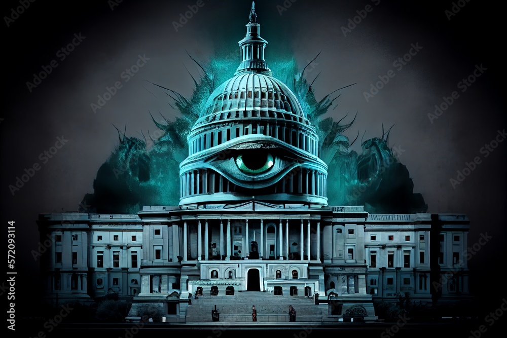 Government capitol building with evil looking face in the design ...