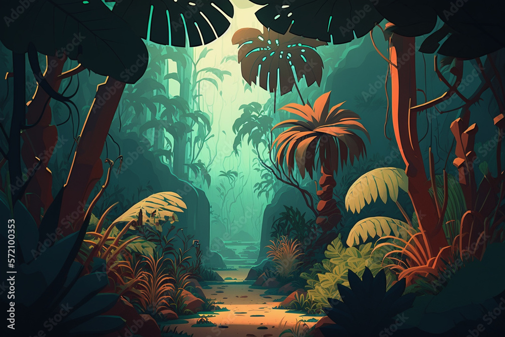 New style a stylized representation of a jungle with high-tech elements ...