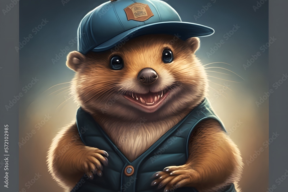 cartoon beaver smiling created using AI Generative Technology Stock ...