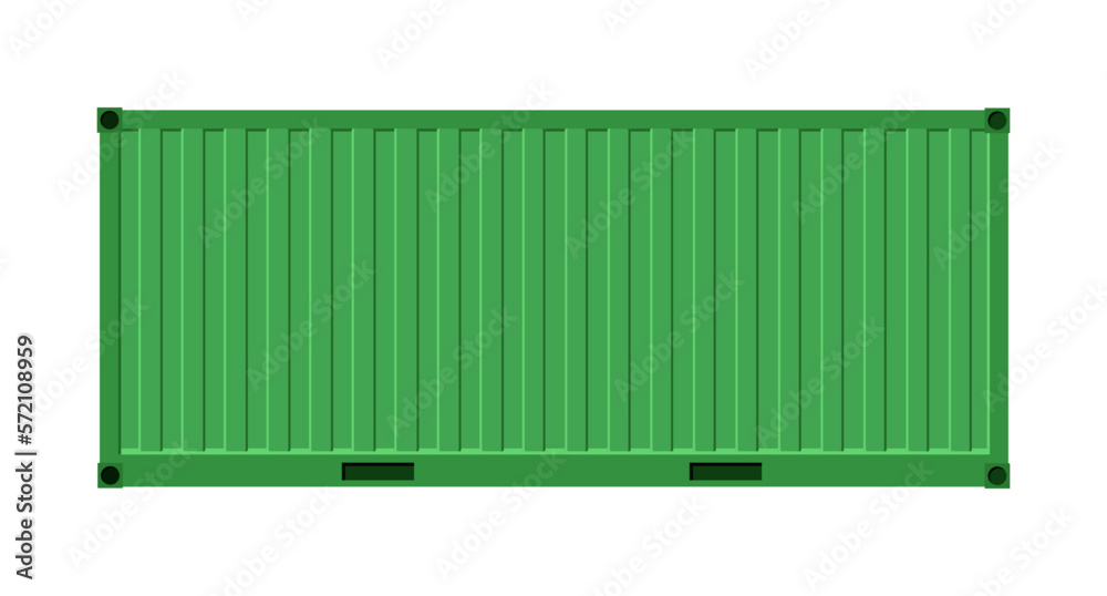 Green container for cargo transportation on a white background ...