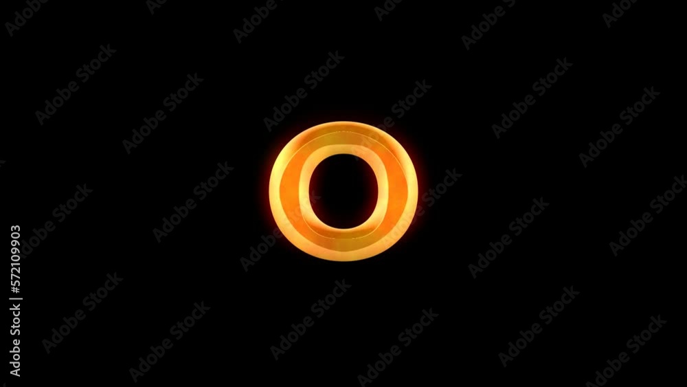Letter o animation on transparent background with golden lens flare ...