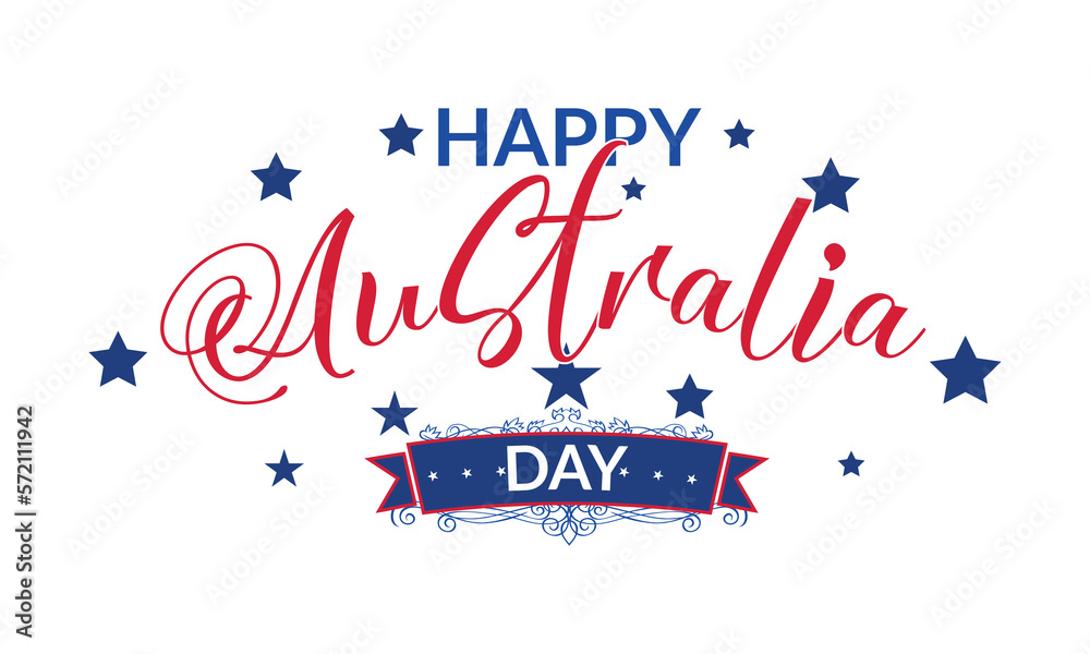 Happy Australia Day with stars and ribbon. Vector illustration Hand ...