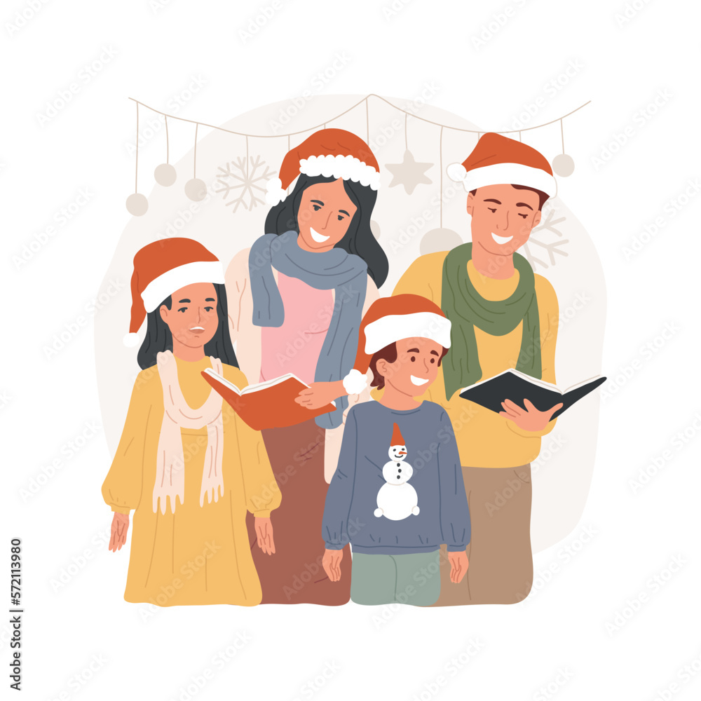 Caroling isolated cartoon vector illustration. Singing Christmas Eve ...