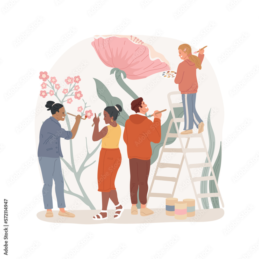 Painting the wall in a public place isolated cartoon vector ...