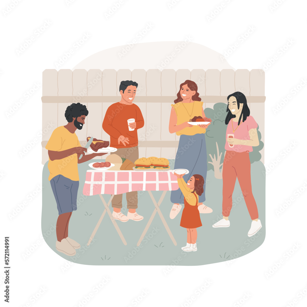 Neighbors meeting isolated cartoon vector illustration. Diverse people ...