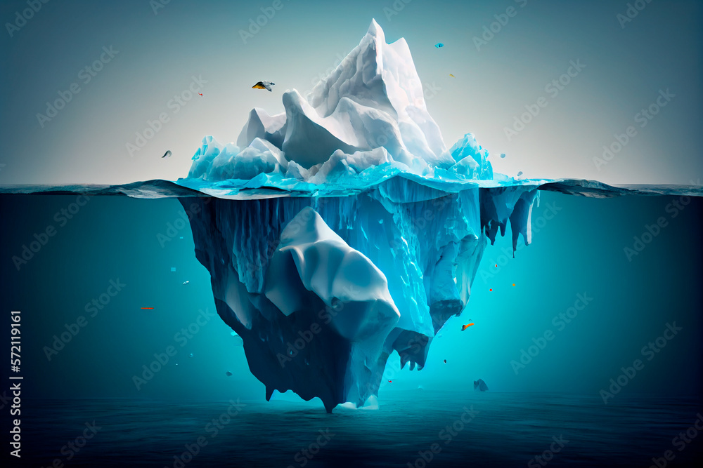 Iceberg concept, underwater risk, dark hidden threat or danger concept ... Iceberg concept, underwater risk, dark hidden threat or danger concept ...