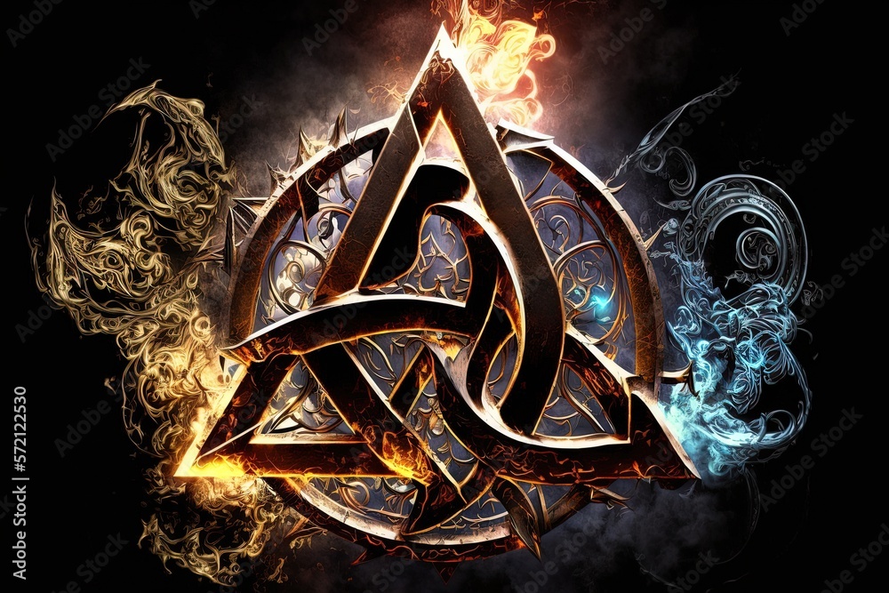 Generative AI arcane symbol with effect of fire and ice. Magic symbol ...