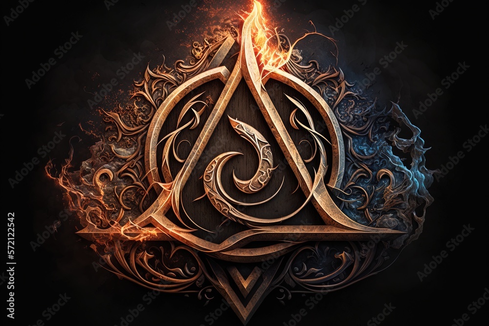 Generative AI arcane symbol with effect of fire and ice. Magic symbol ...