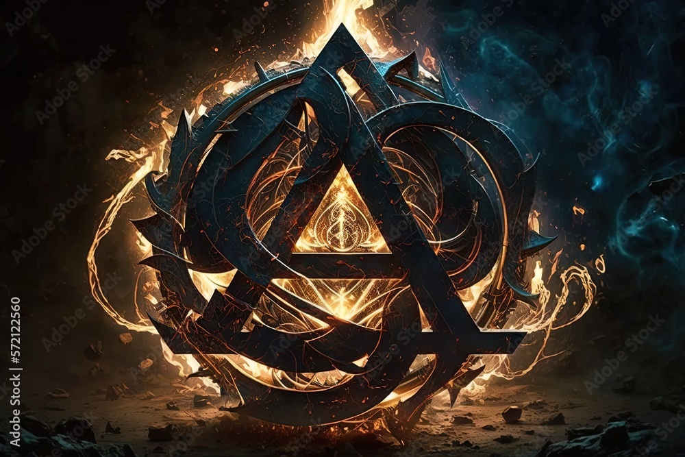 Generative AI arcane symbol with effect of fire and ice. Magic symbol ...