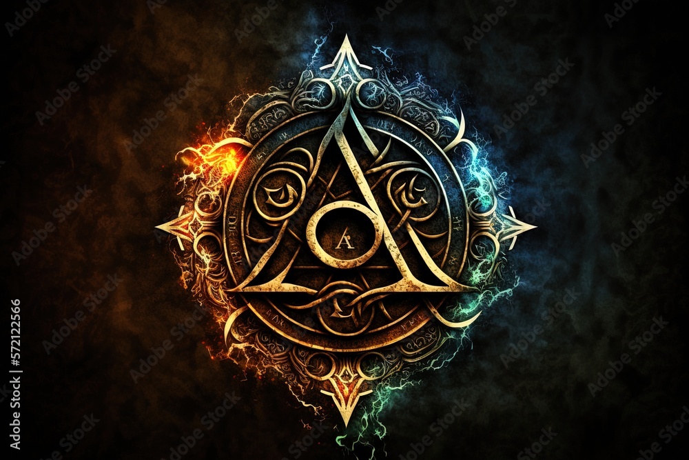 Generative AI arcane symbol with effect of fire and ice. Magic symbol ...