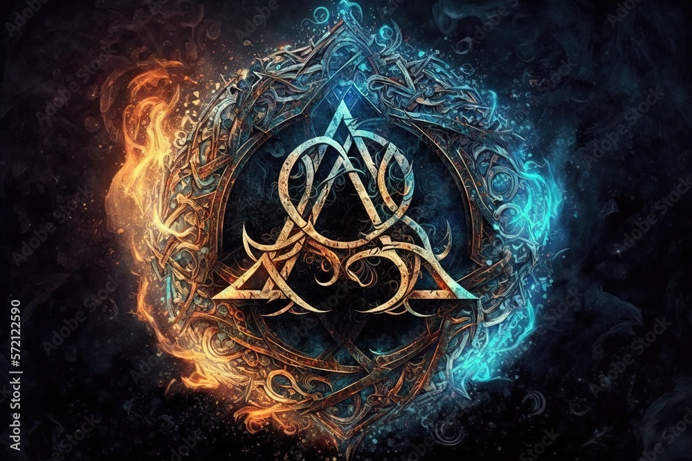 Generative AI arcane symbol with effect of fire and ice. Magic symbol ...
