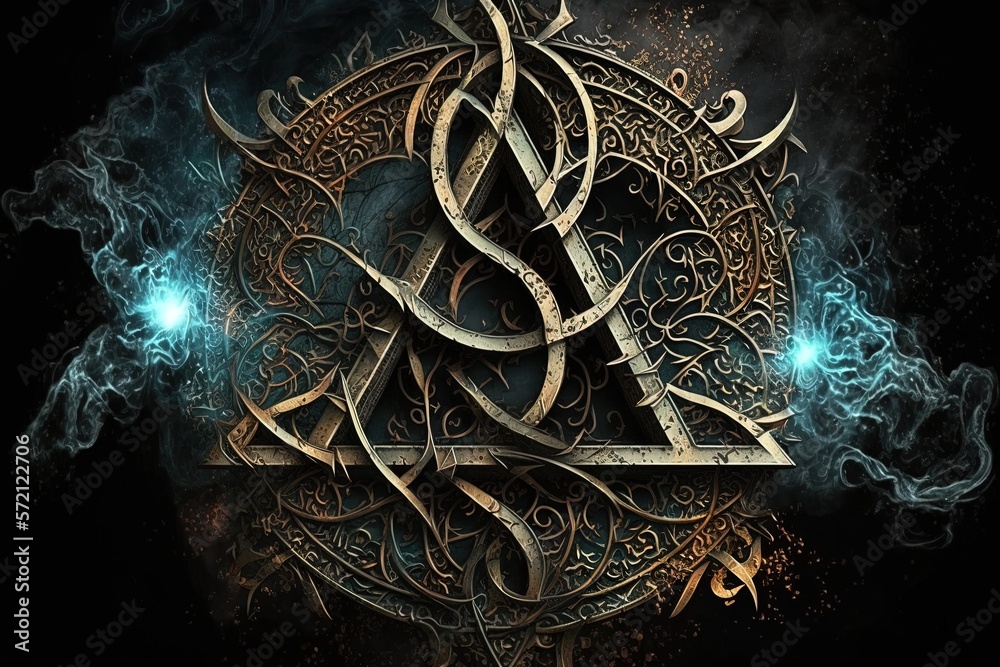 Generative AI arcane symbol with effect of fire and ice. Magic symbol ...