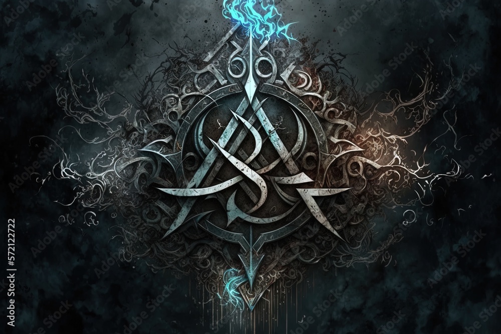 Generative AI arcane symbol with effect of fire and ice. Magic symbol ...