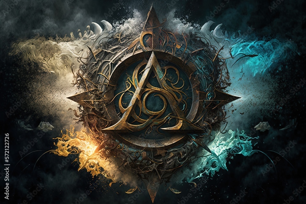 Generative AI arcane symbol with effect of fire and ice. Magic symbol ...