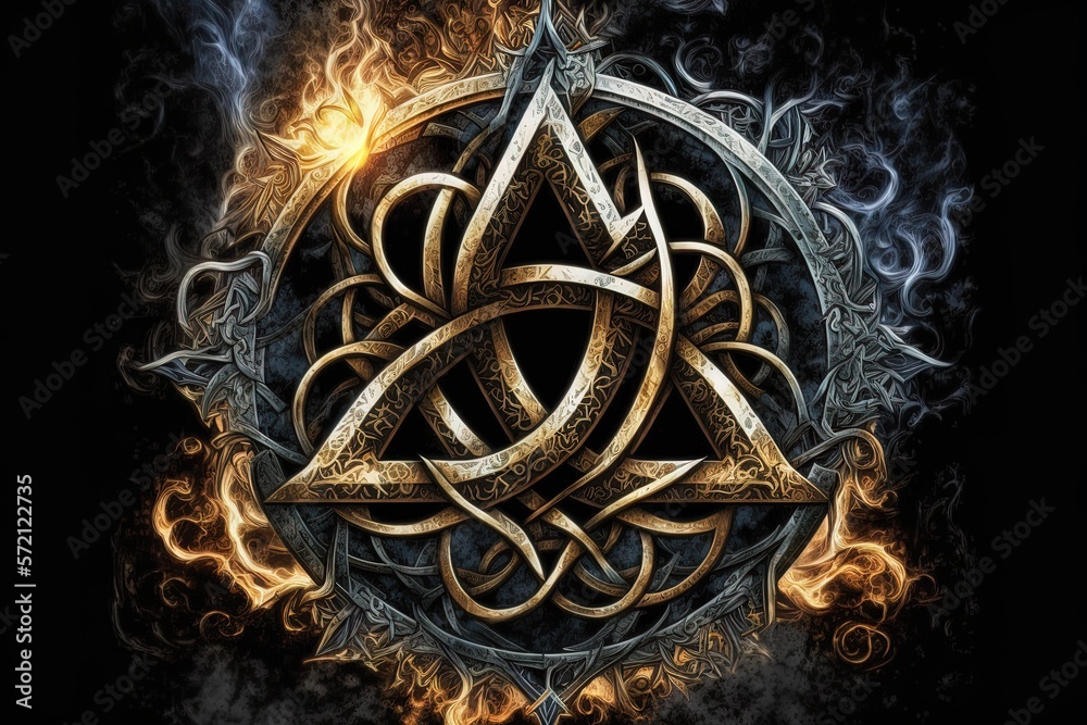 Generative AI arcane symbol with effect of fire and ice. Magic symbol ...