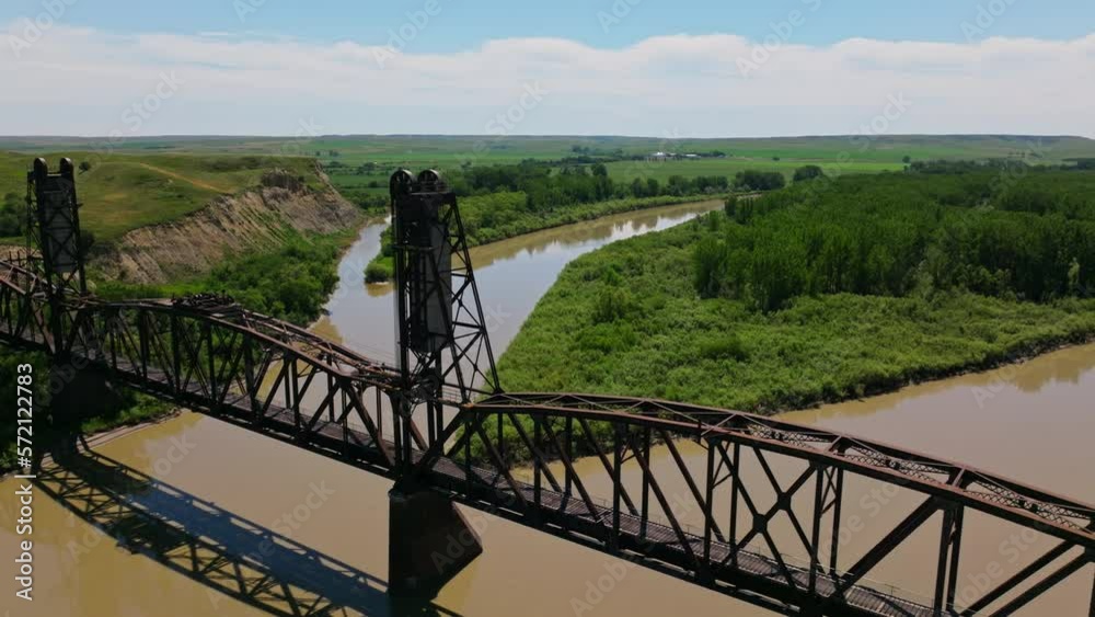 Great Northern Railway Bridge, Historic Bridge, US, Aerial Orbit Stock ...