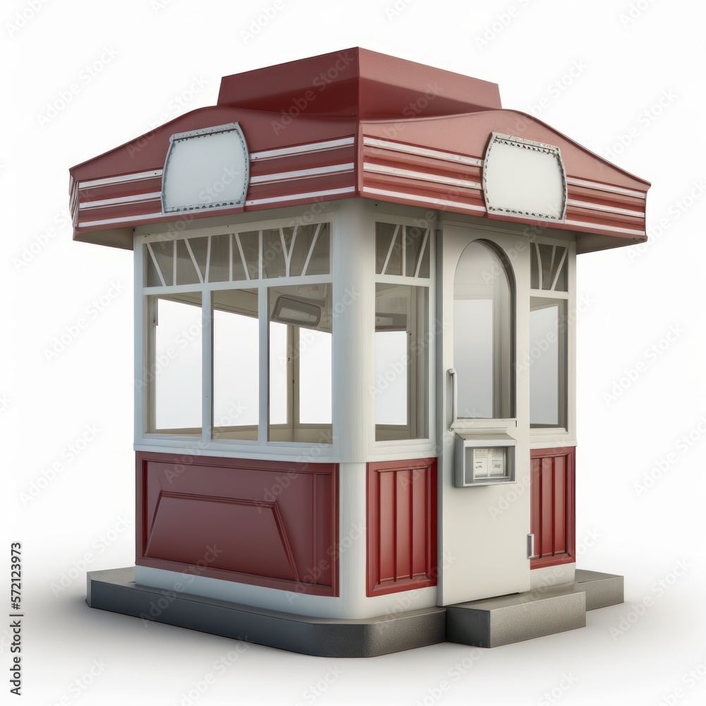 Detailed illustration of a fairgrounds ticket booth kiosk for rides ...