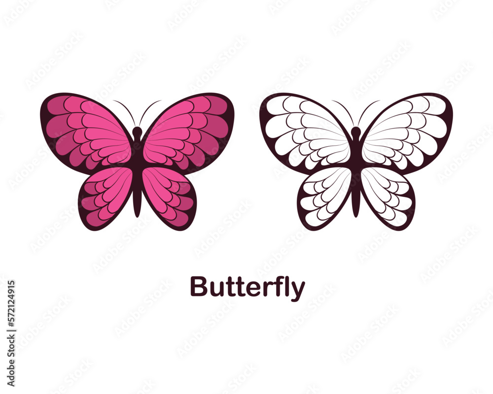 Butterflies. Images of butterflies, colored and not colored. Picture ...