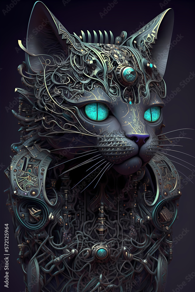 Futuristic Ornate Cyborg Cat Sci-Fi Cyborg Cat in ornate suit created ...