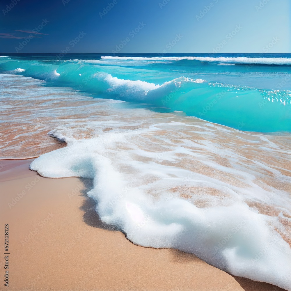 Beautiful sandy beach and soft blue ocean wave. Sea background ...